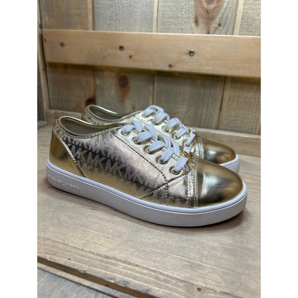 Michael Kors | Shoes | Us3 Eu34 Michael Kors Gold Logo Ivy Dee Sneakers ...